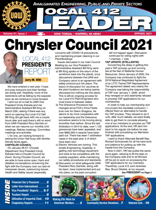 Local 412 Leader Spring 2021 | UAW Local 412